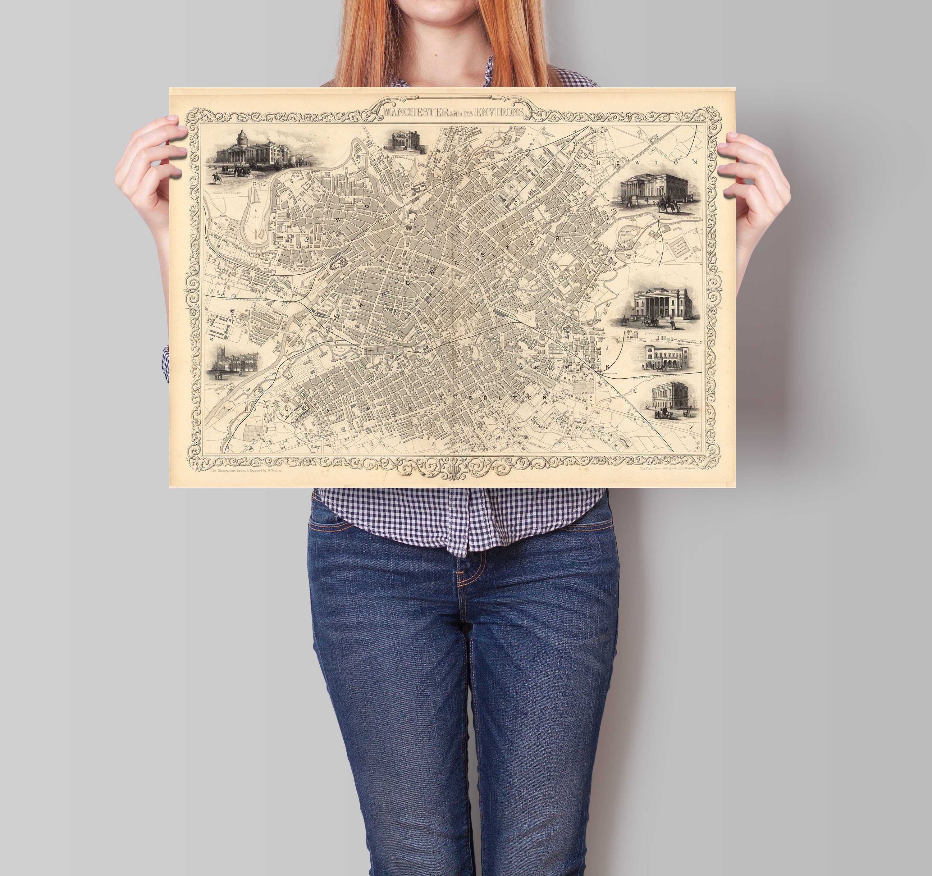 Old Map of Manchester Print - 'manchester and Its Environs' - Etsy UK