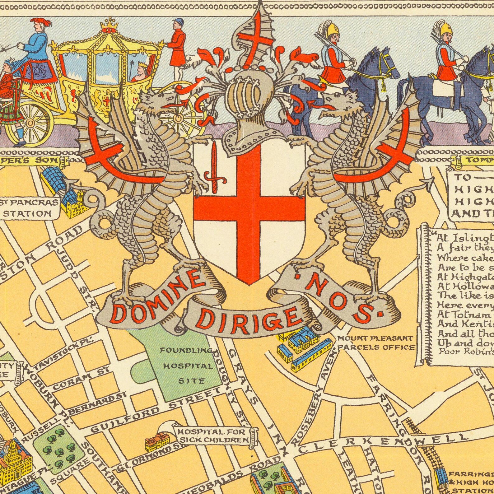 Children's Map of London - Reproduction of 1938 Vintage Wall Art Poster ...