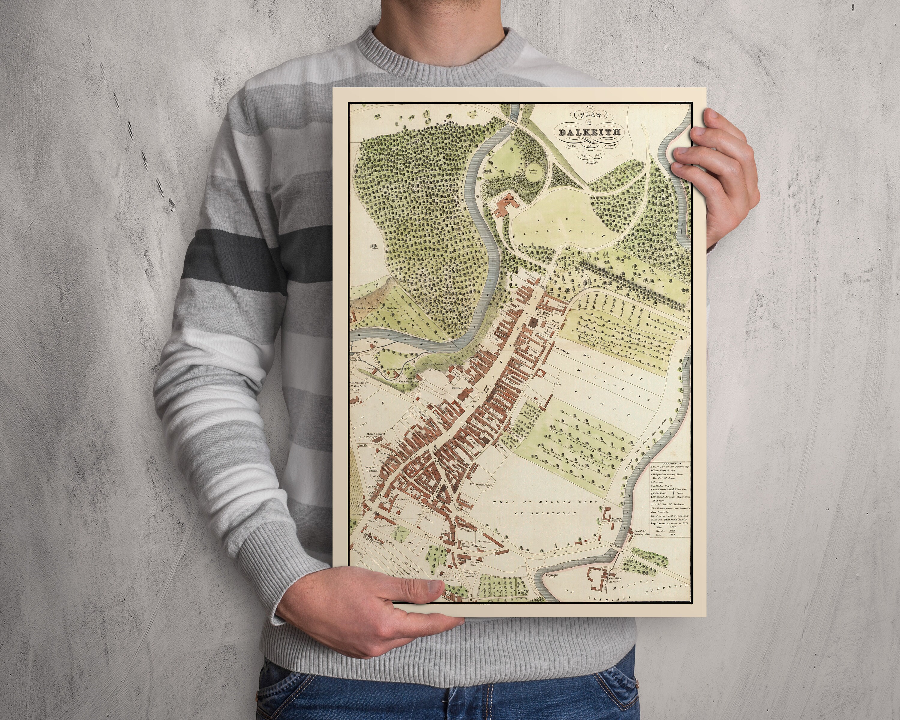 Dalkeith Map | Plan of Dalkieth | Vintage Scotland Map | Reproduction ...
