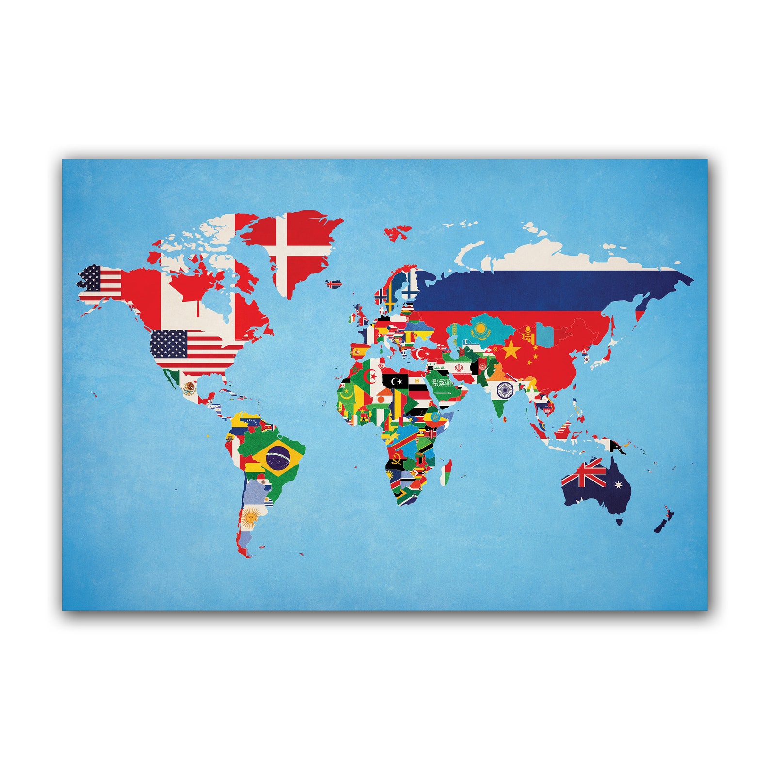 World Map of Flags Country Map Poster Educational Art Kid's Room ...