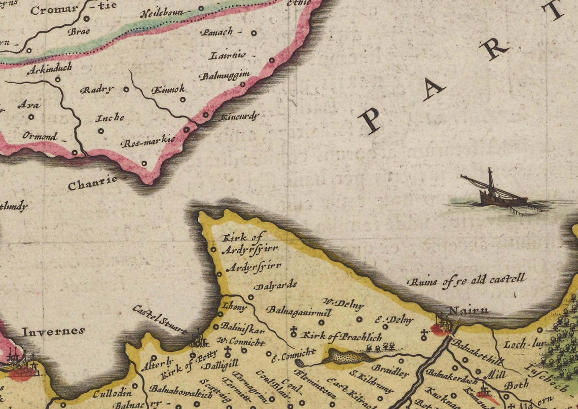 Moray Firth Map | Moravia Scotiae Provincia | Ancient Map by J. Blaeu ...