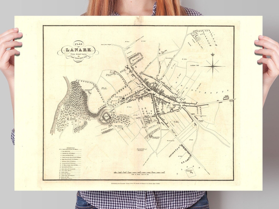 Old Map of Lanark | Plan of Lanark | John Wood Lanark | Vintage Map ...