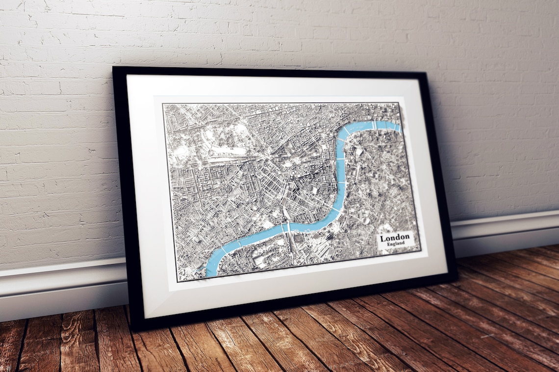 London City Relief Map Print - Detailed Topographic Map - Lidar Map - Etsy