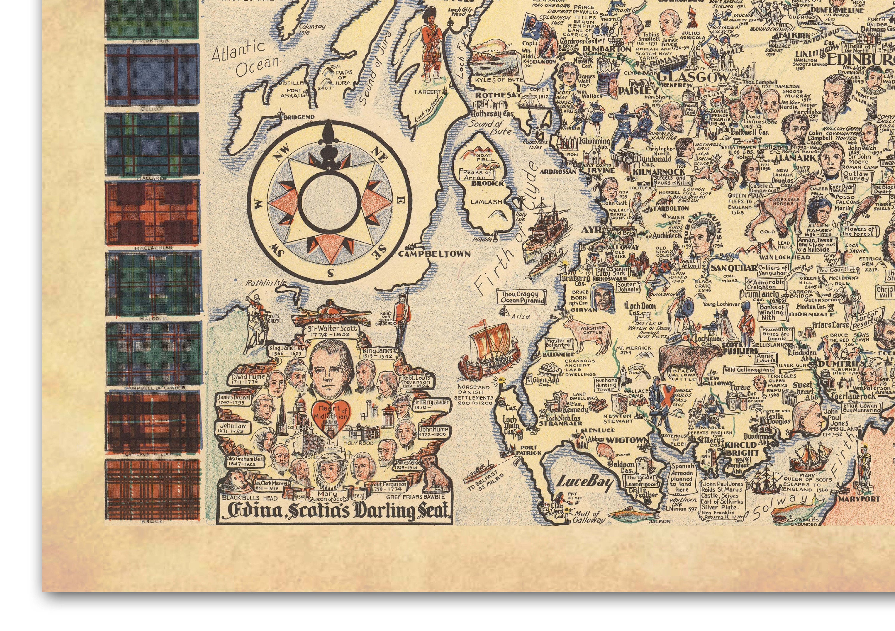 Story Map of Scotland Vintage Map Reproduction | Vintage Poster Wall ...