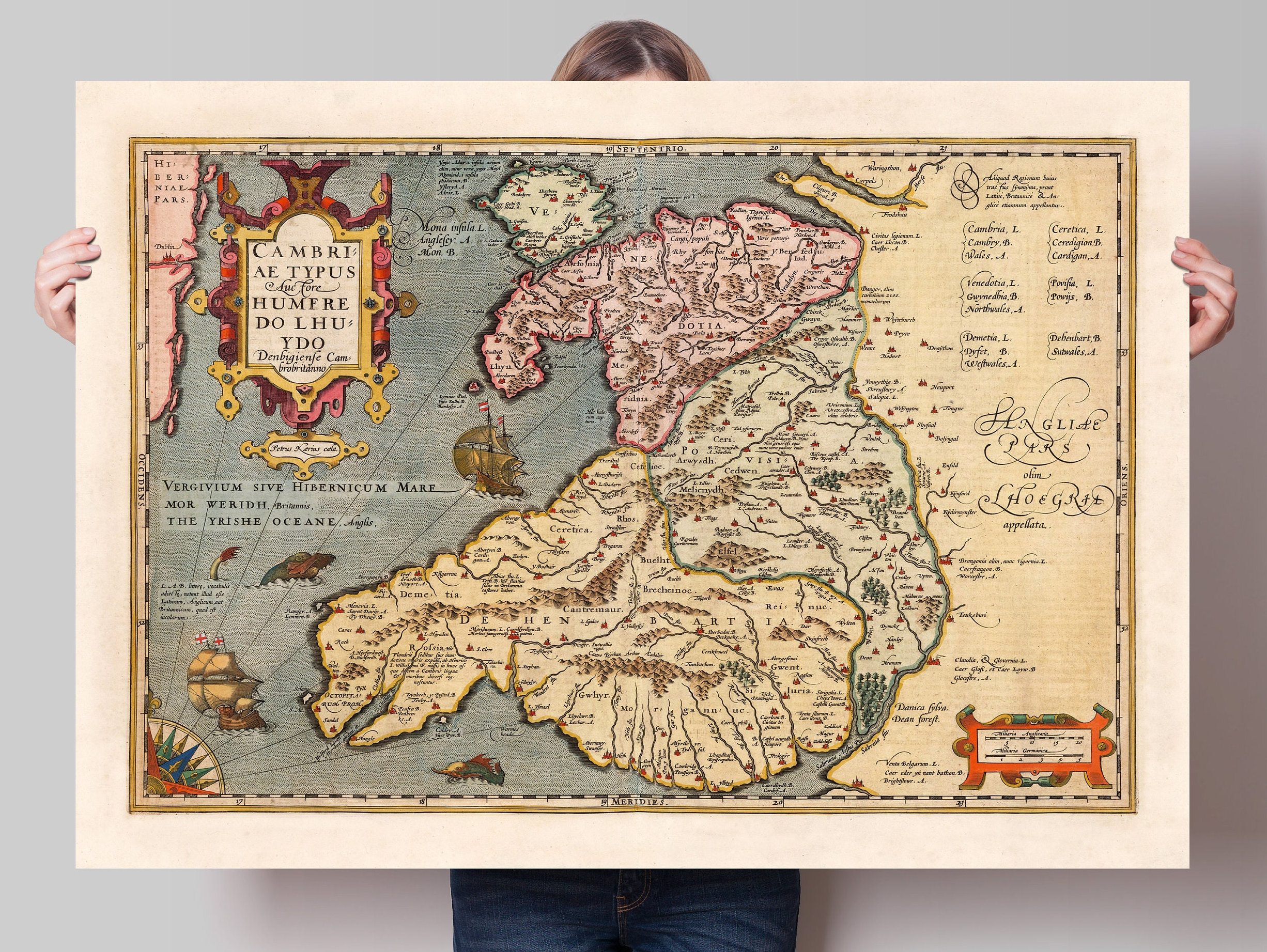 Old Map of the Wales Cambriae Typus Auctore Humfredo Lhuydo - Etsy