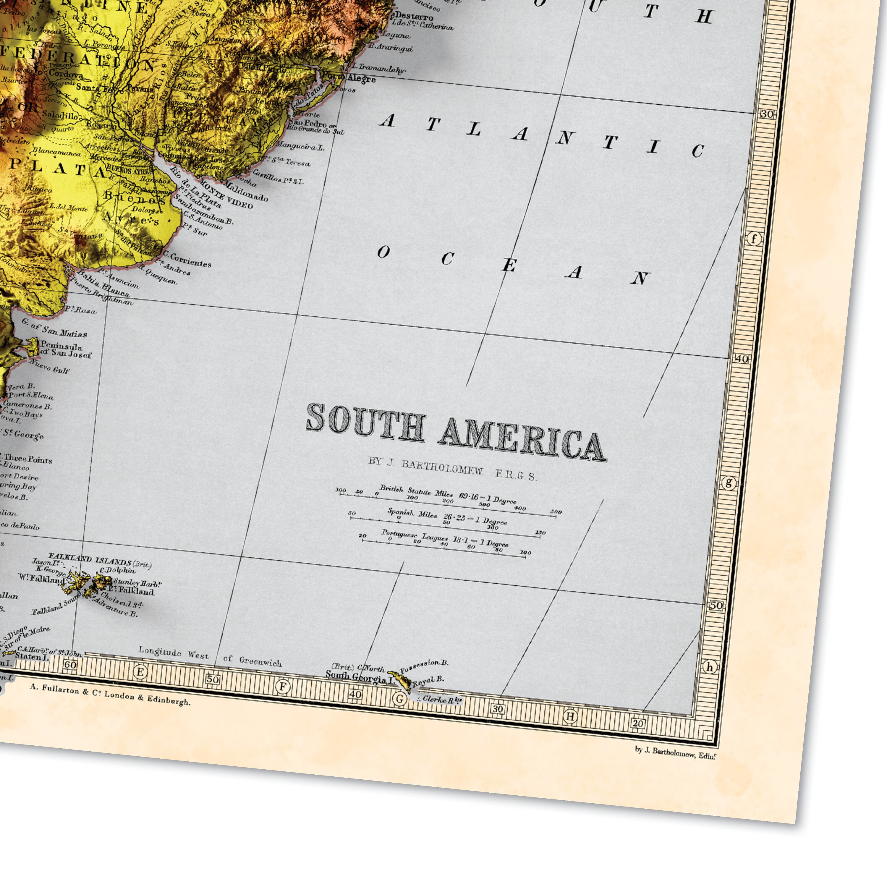 South America Map Elevation Map 2D Giclée Vintage Poster - Etsy UK