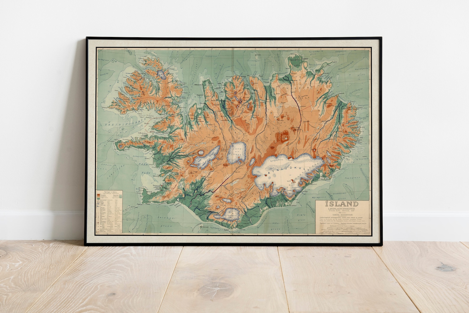 Old Map of Iceland Topological Nordic Print Reykjavik - Etsy UK