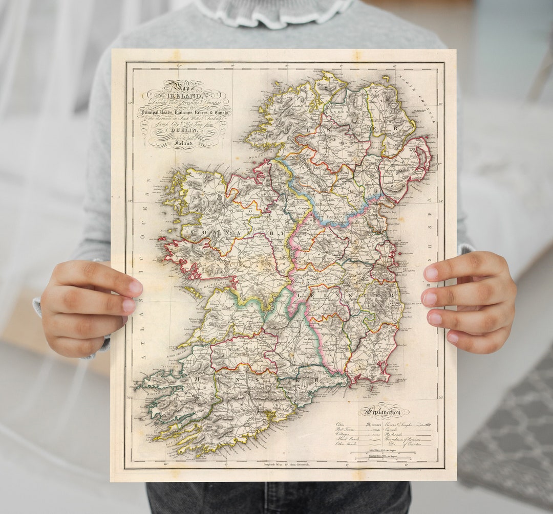 Ireland Map - Old Antique Reproduction Print of Ireland - 1846 - Etsy