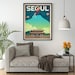 Seoul Travel Poster, Vintage Looking South Korea Illustration, Retro ...