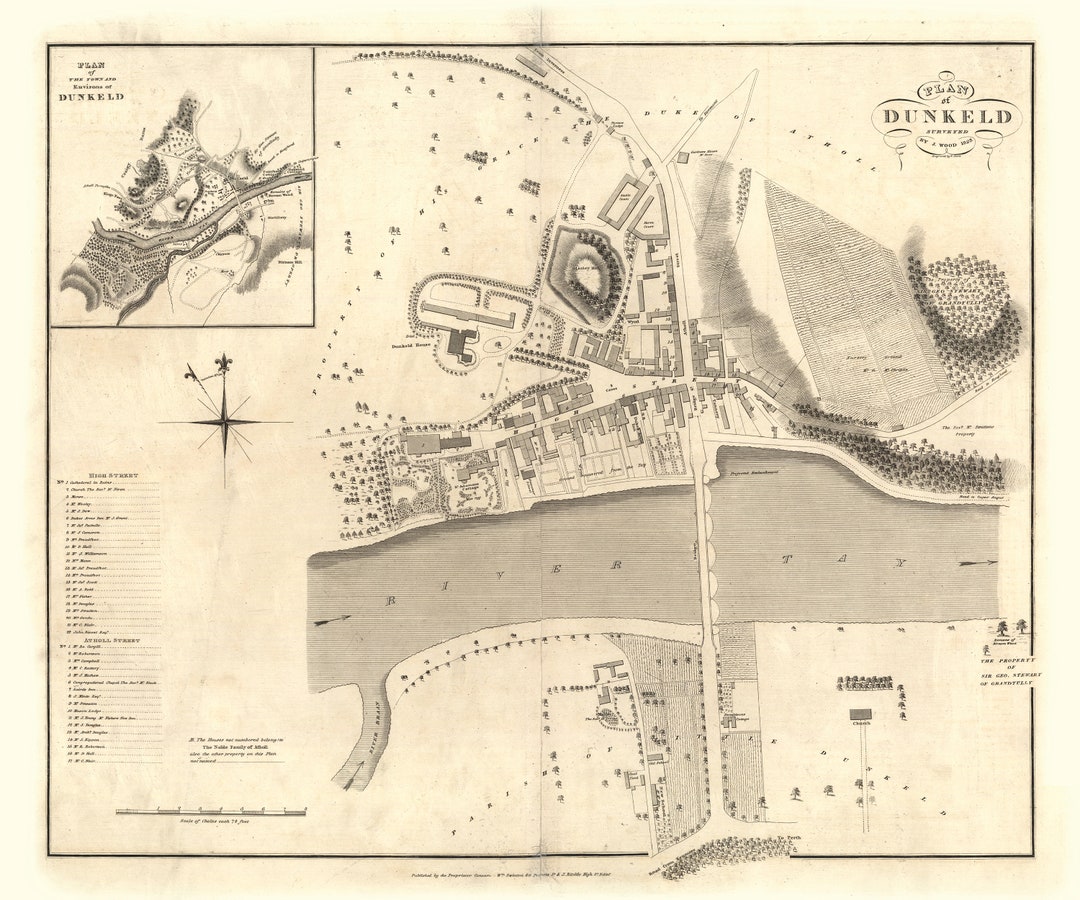 Dunkeld Map | Old Map of Dunkeld | Perth and Kinross | Wall Art Print ...