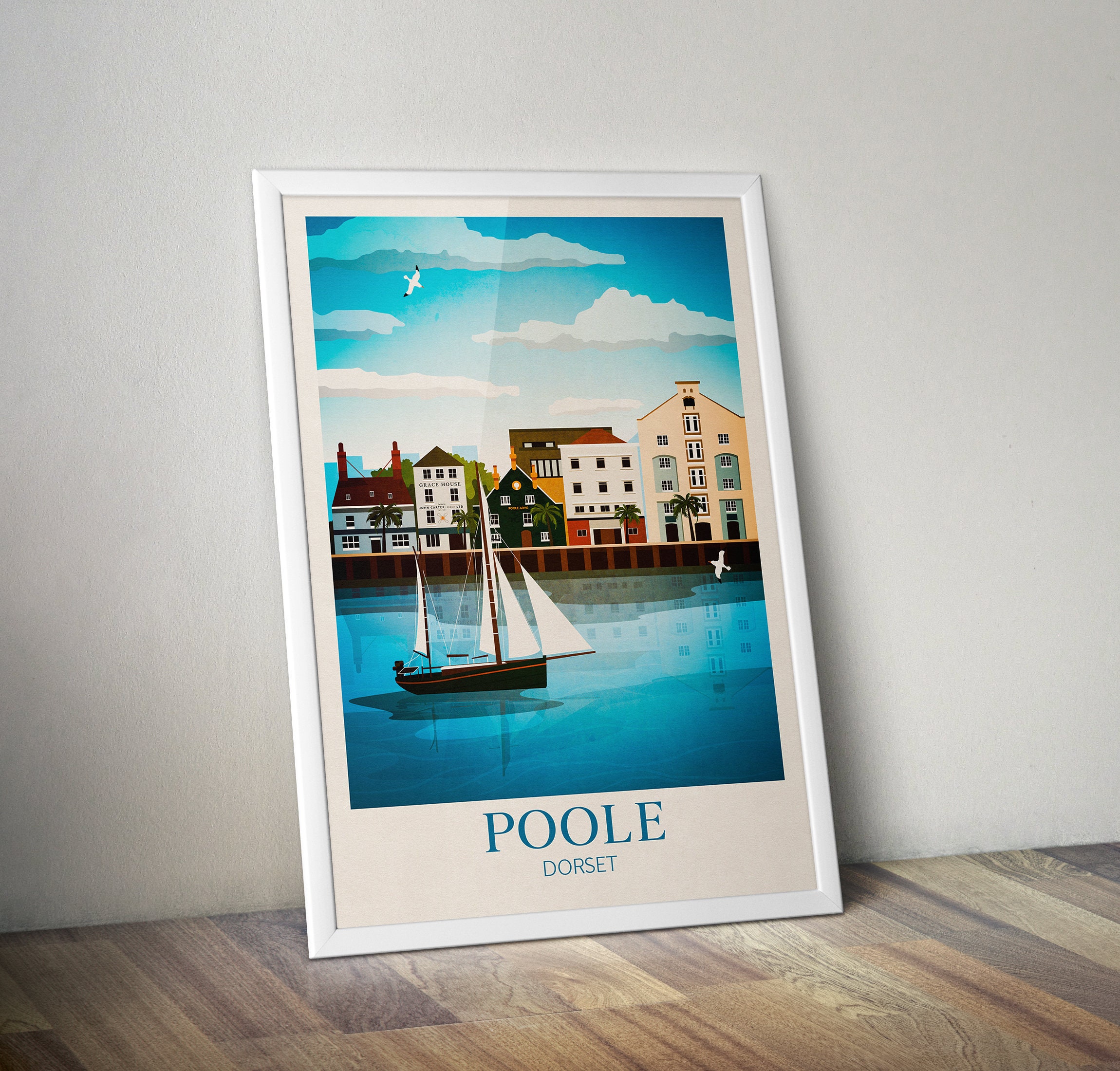 Poole Travel Poster Dorset Wall Art England Travel Print - Etsy UK