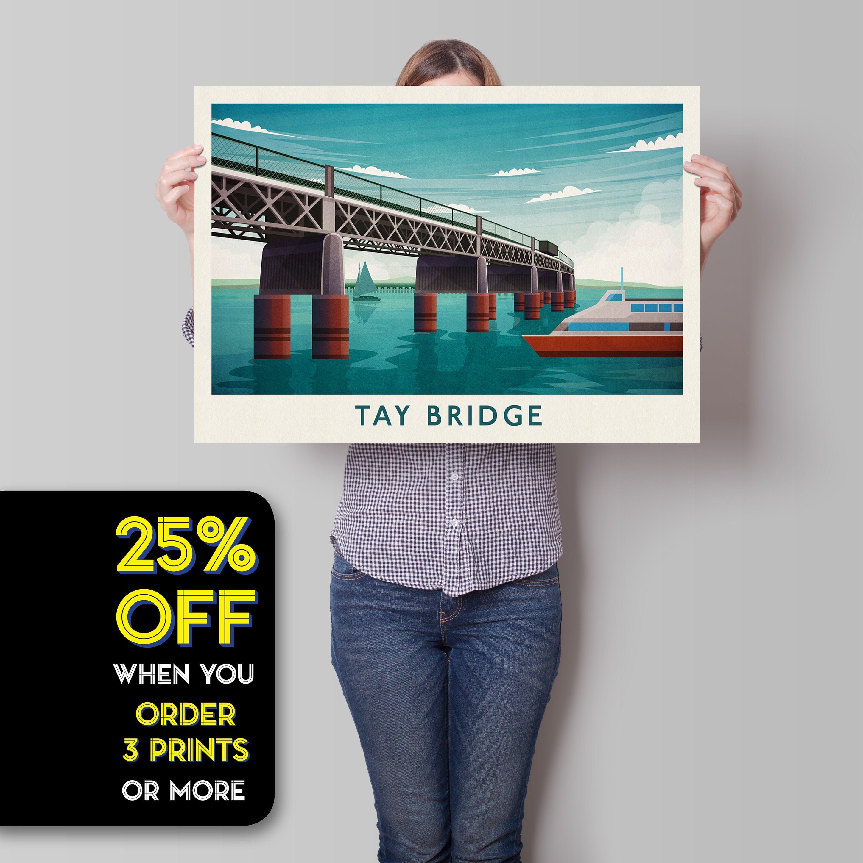 Tay Bridge Poster Dundee Print Featuring the Tay Rail Bridge - Etsy UK
