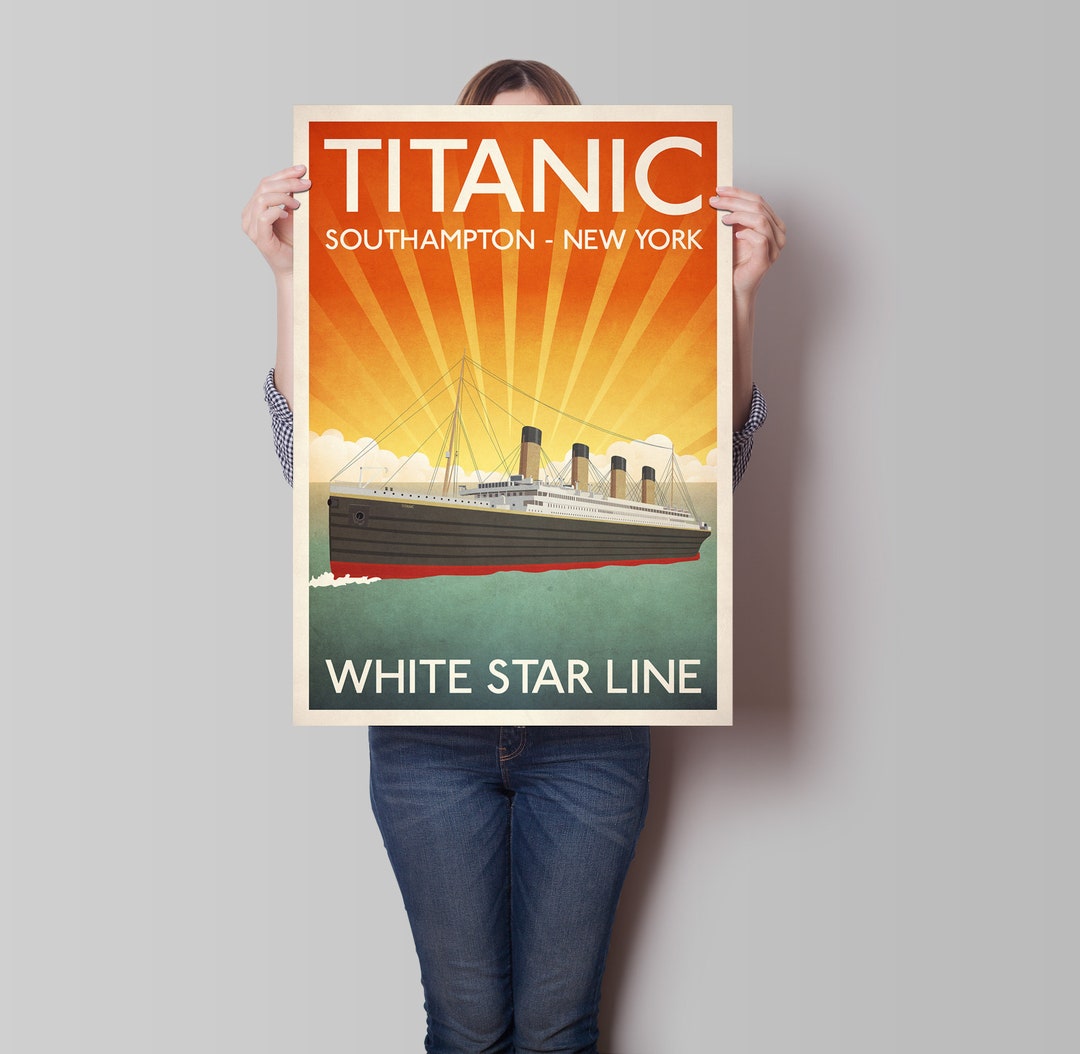 Titanic Travel Poster, Retro Illustration of the Titanic - Etsy