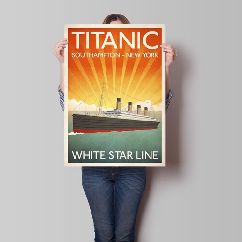 Titanic Travel Poster Retro Illustration of RMS Titanic - Etsy