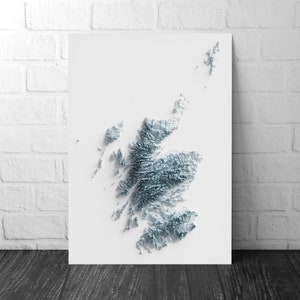 Scotland Art Relief Map 2D Black and White Print Scottish Geology 2D ...