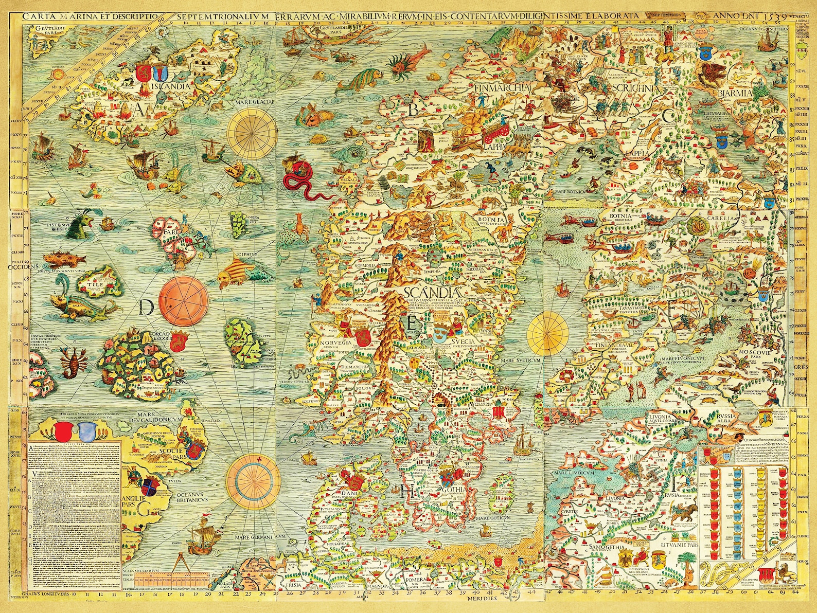Old Map of Scandinavia, 1539 - Carta Marina by Olaus Magnus – the ...