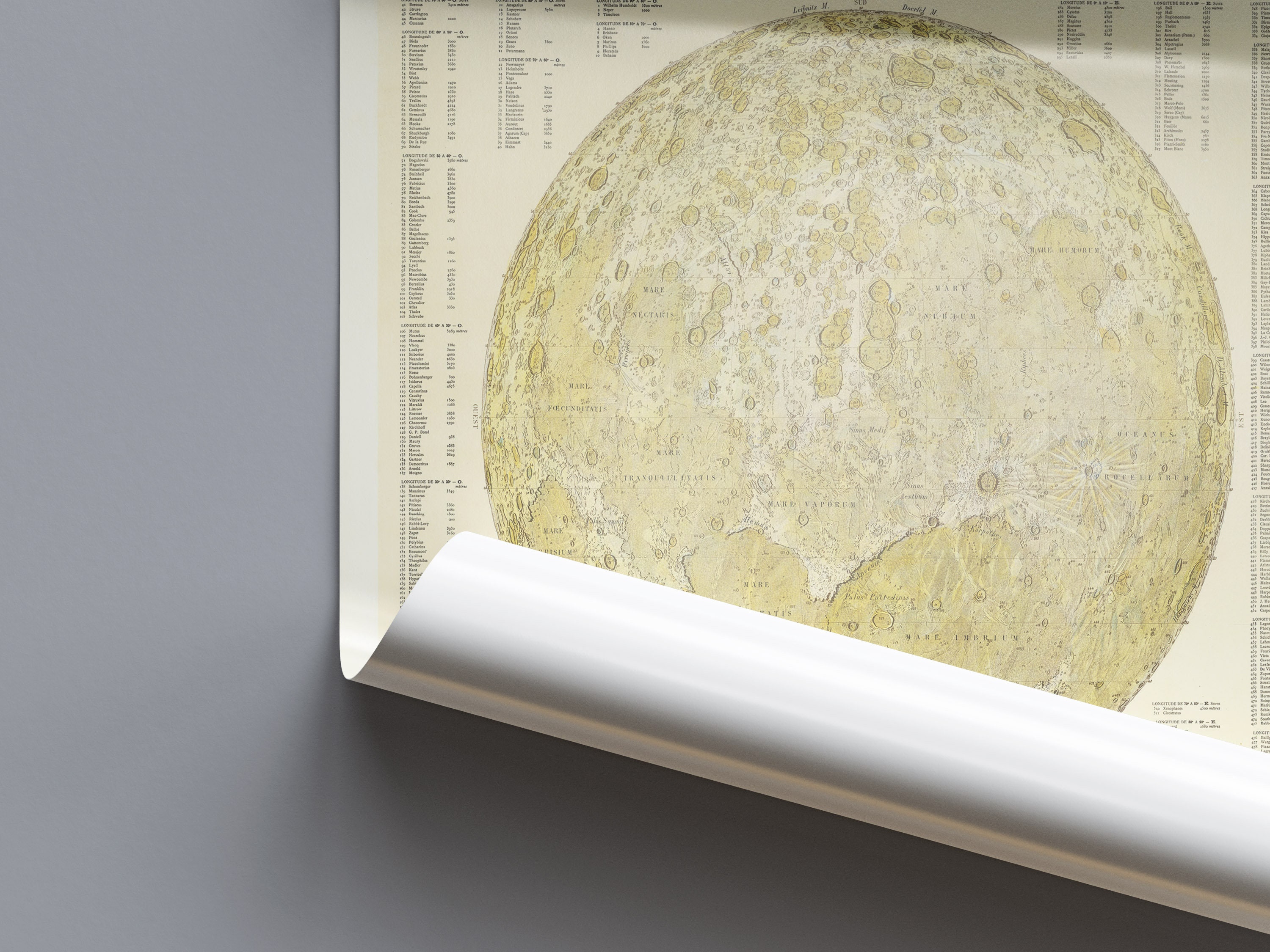 Moon Map Poster Illustrated Print Showing Craters Lunar Map - Etsy UK