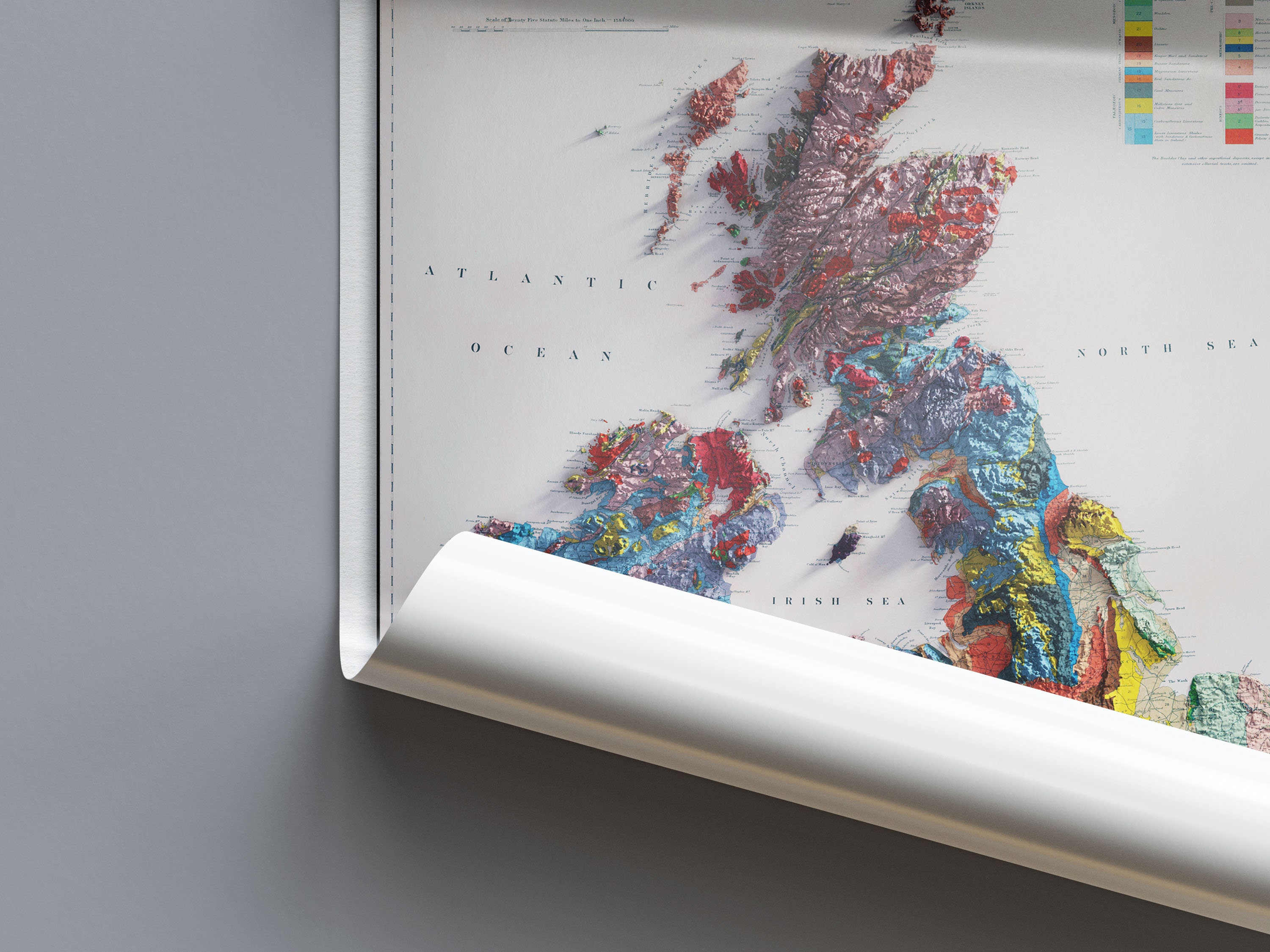 British Islands Geological Map 3D Effect Relief Print 2D - Etsy UK