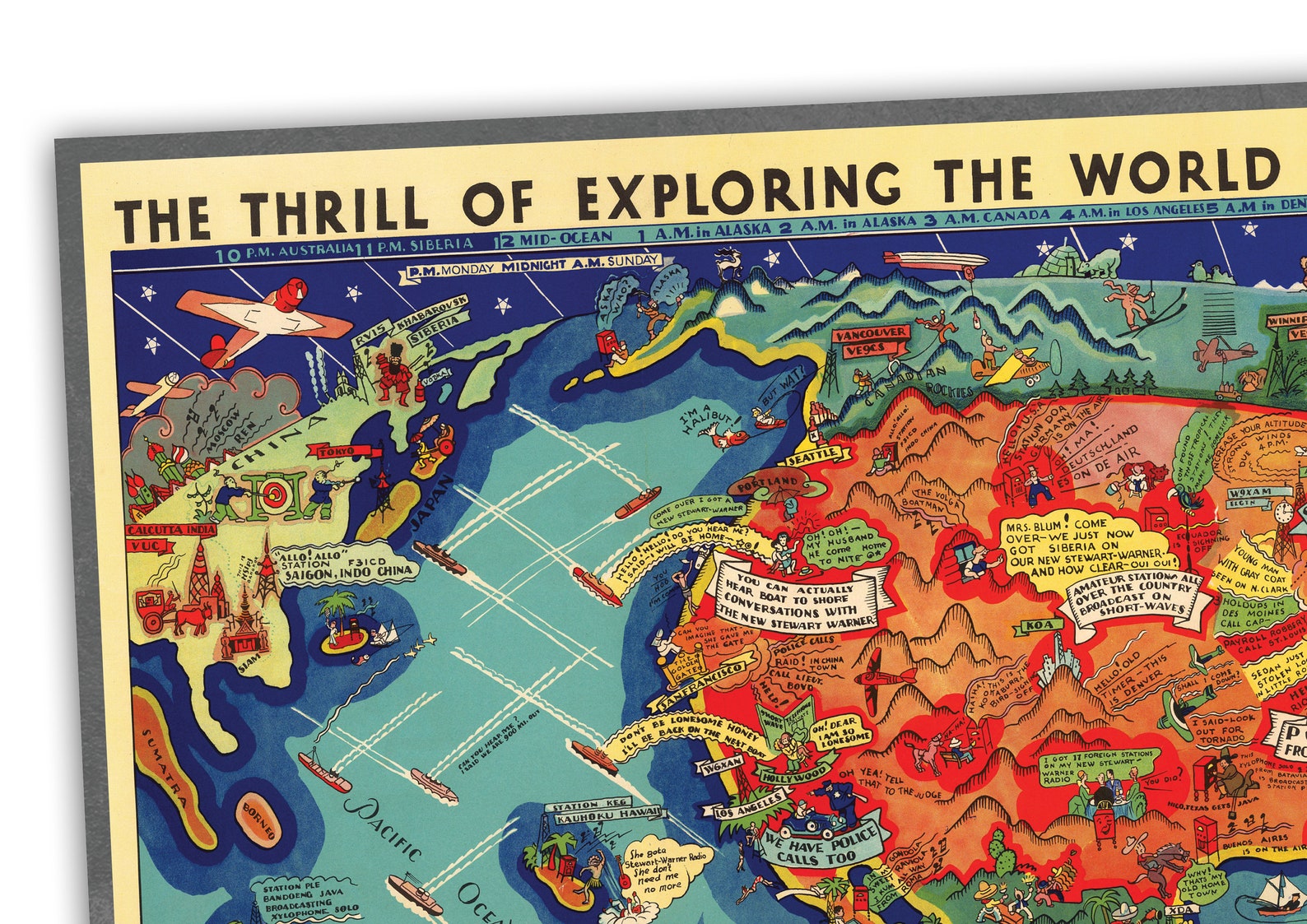 Short Wave Radio Map Vintage World Map Vintage Poster | Etsy