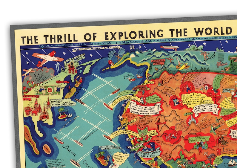 Short Wave Radio Map Vintage World Map Vintage Poster | Etsy