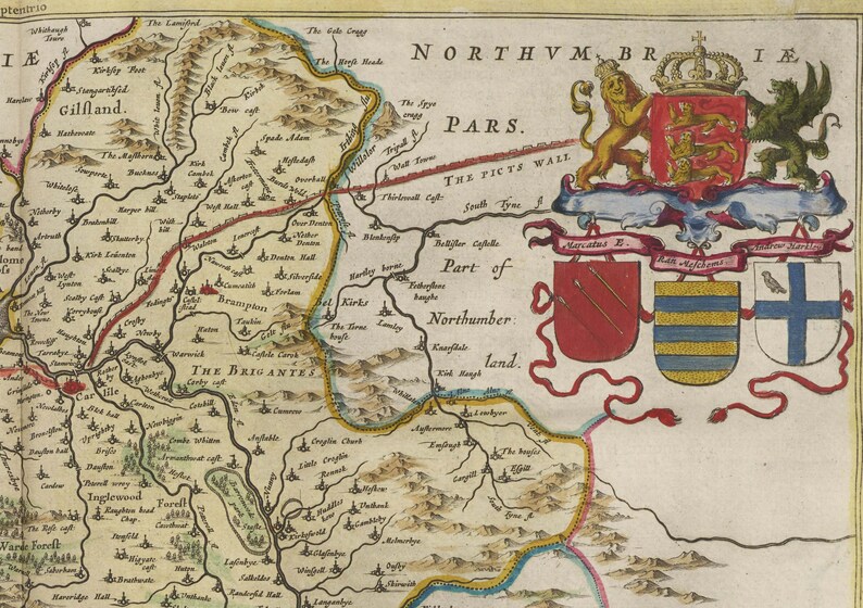 Ancient Cumbria Map | Cvmbria, Vulgo Cumberland| Old Antique Map of ...