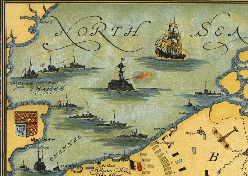 The Great War Map Historic WW1 War Poster Ernest Clegg | Etsy UK