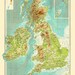 British Isles Map - Bathyorographical - Ocean Depths and Mountain ...
