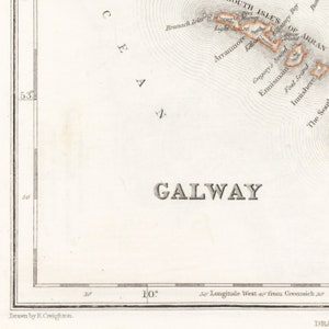 Galway County Map, Old Vintage Irish Print - Ballinahinch - Dunmore ...