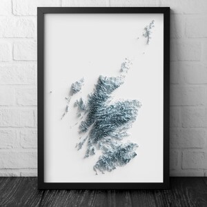 Scotland Art Relief Map 2D Black and White Print Scottish Geology 2D ...