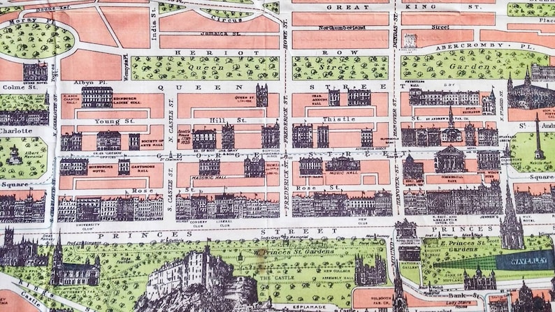 Edinburgh and Leith Vintage Map Pictorial Map of - Etsy UK