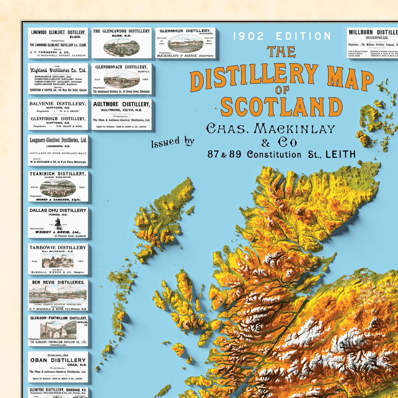 Distillery Map of Scotland Scotch Whisky Map the Scottish - Etsy UK