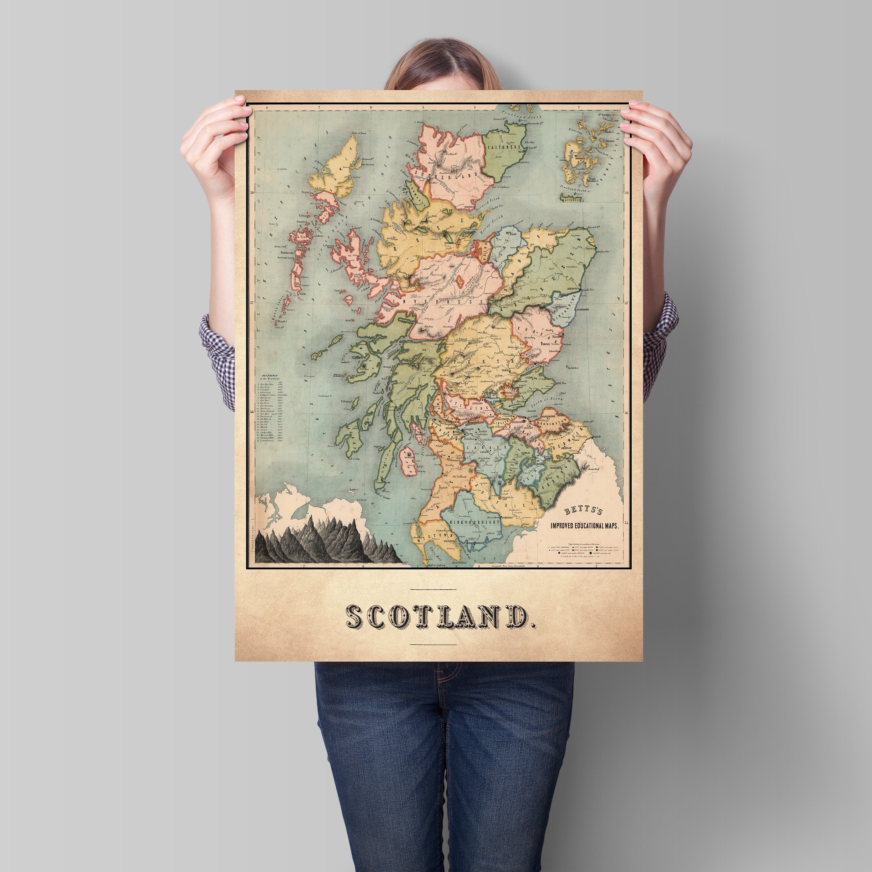 Historic Scottish Map | 1852 | Antique Wall Art | Home Decor | Scottish ...