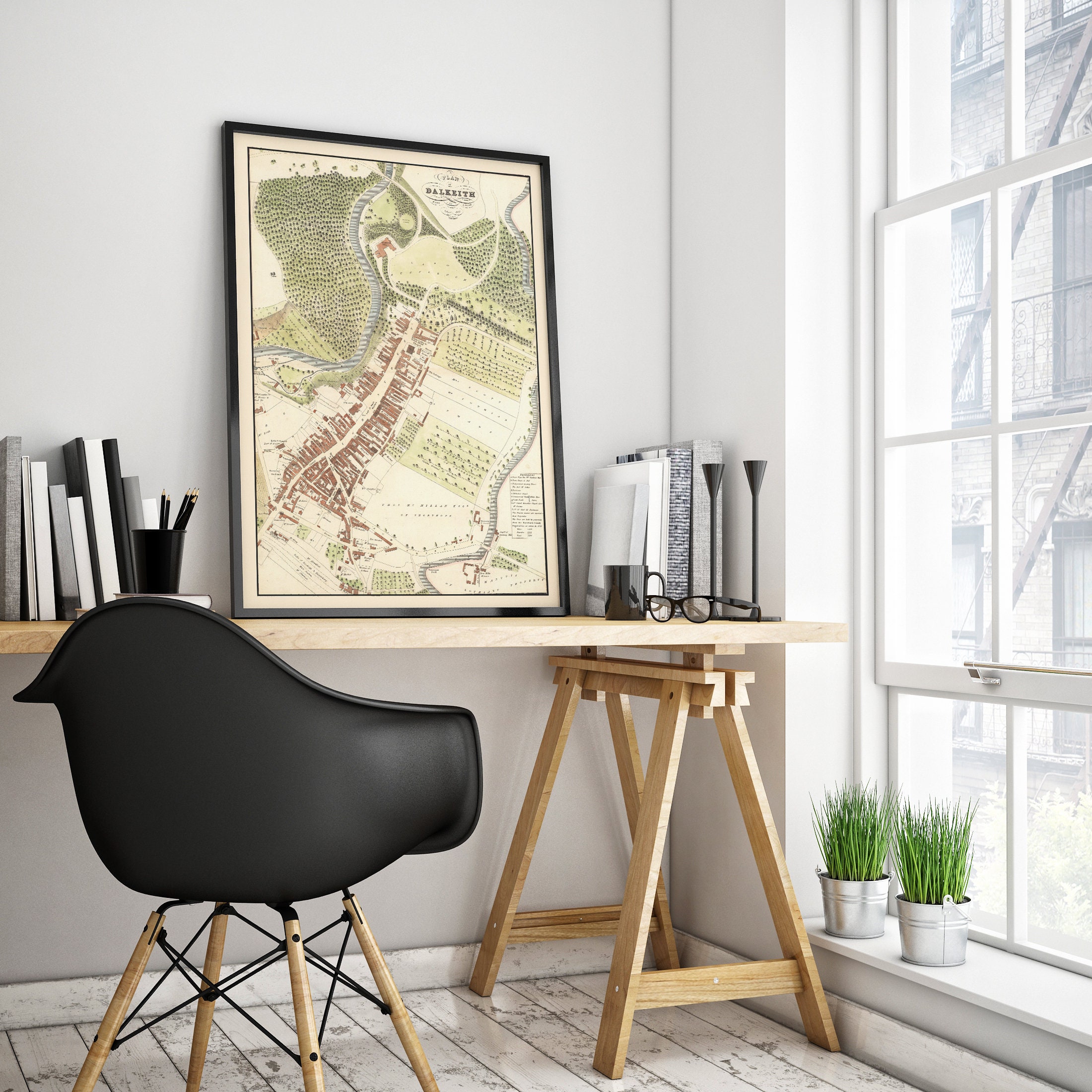 Dalkeith Map | Plan of Dalkieth | Vintage Scotland Map | Reproduction ...