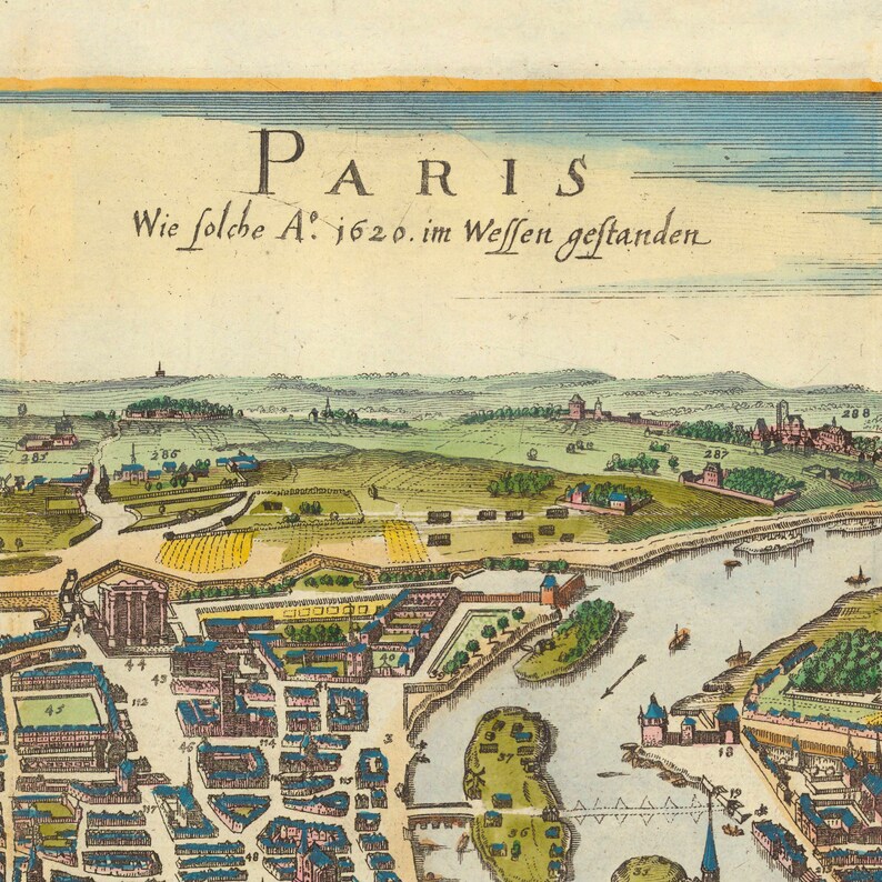 Old Map of Paris 1655 Map of Paris France by Caspar Merian - Etsy UK