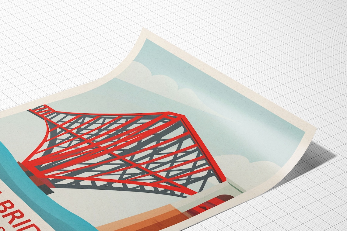 Forth Rail Bridge Travel Poster, Iillustration of Forth Rail Bridge ...