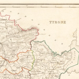 Tyrone Map - Old Antique Reproduction Print of Derry - 1846 - Northern ...