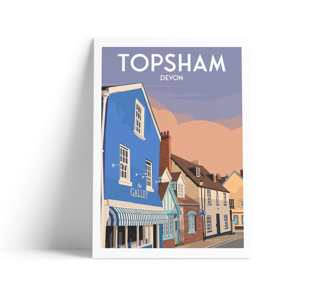Topsham Travel Poster | Fore Street Print | Quaint Houses Wall Art ...