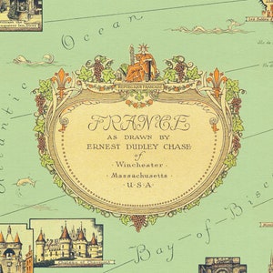 Old Map of France, 1935 Print of France by Ernest Dudley Chase, Home ...