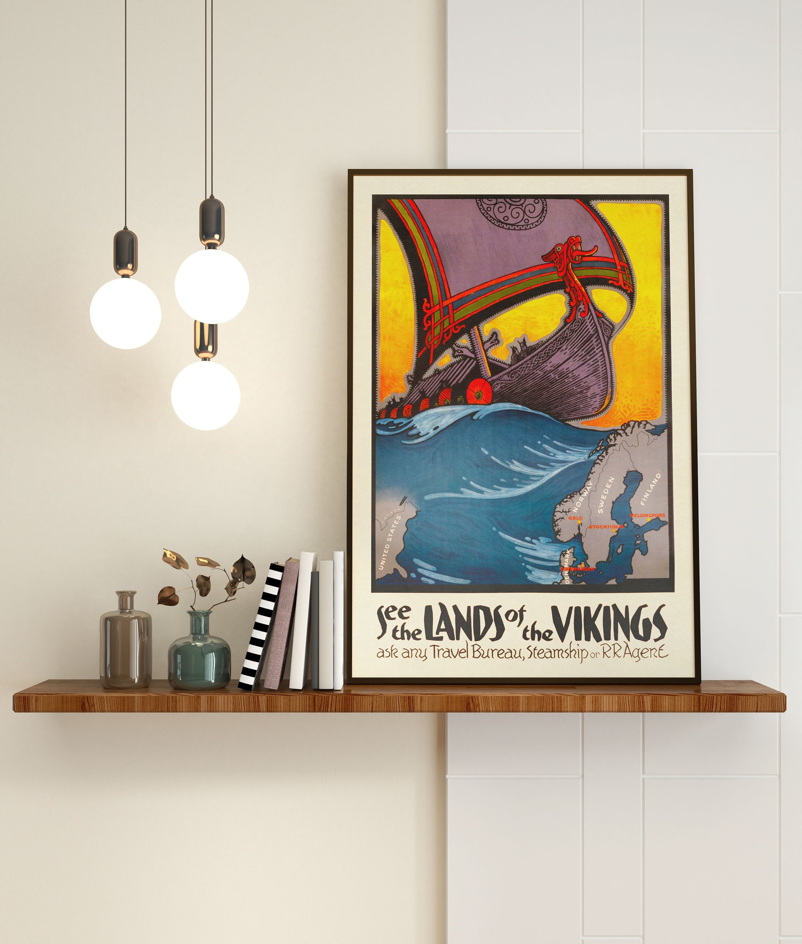 Vikings Travel Poster - See the Land of the Vikings - Nordic Art ...