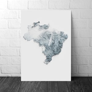 Brazil Art Relief Map 2D Print Brazilian Geology 2D Shaded Relief Map ...