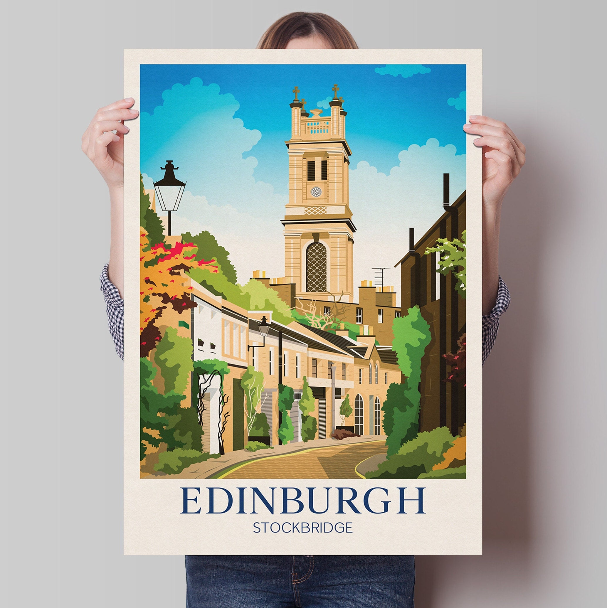 Edinburgh Travel Poster, Circus Lane, Stockbridge, Scotland, Edinburgh ...