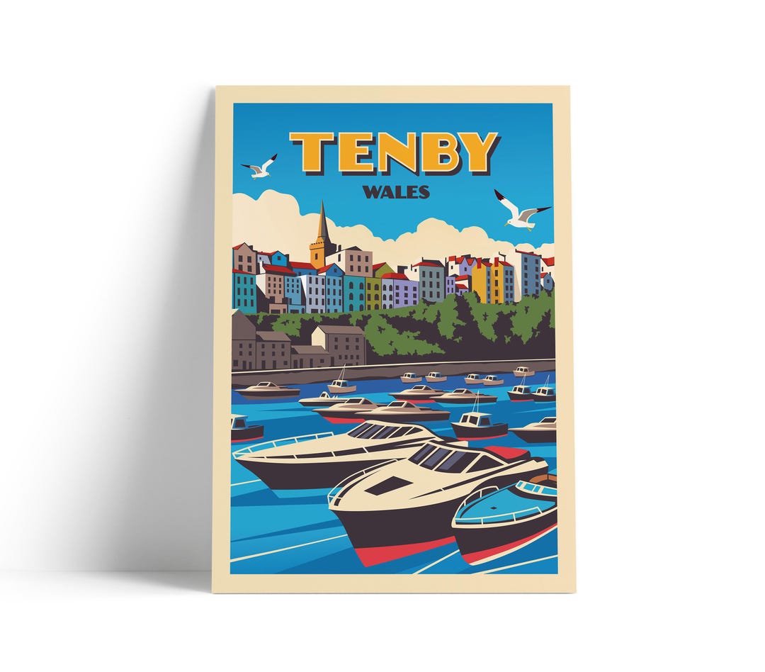 Tenby Travel Poster - Tenby Prints, Tenby Art, Wales Print Poster ...