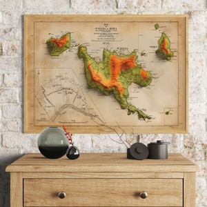 St Kilda Map - 2D Map of St Kilda or Hirta and Adjacent Islands With 3d ...