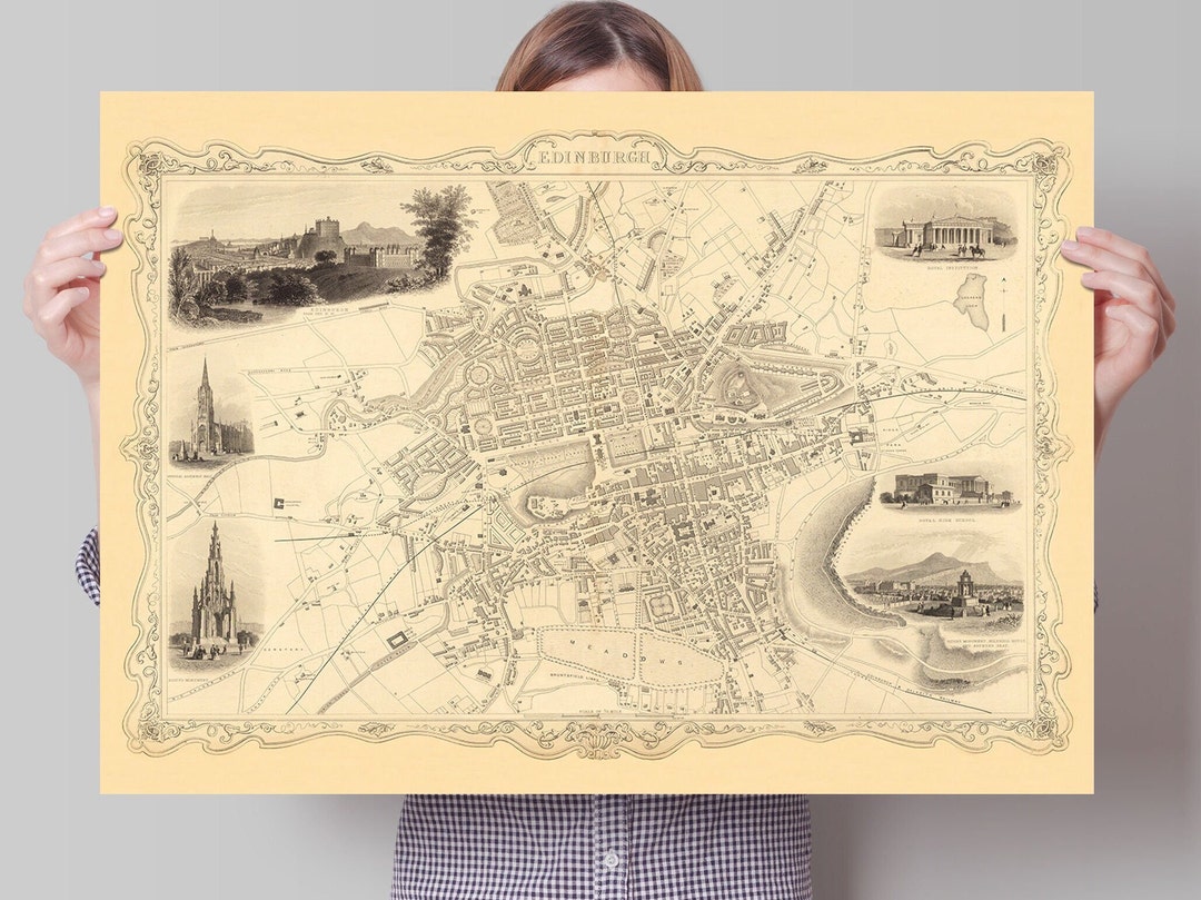 Old Edinburgh Map | Plan of the City of Edinburgh, Scotland | 1851 ...