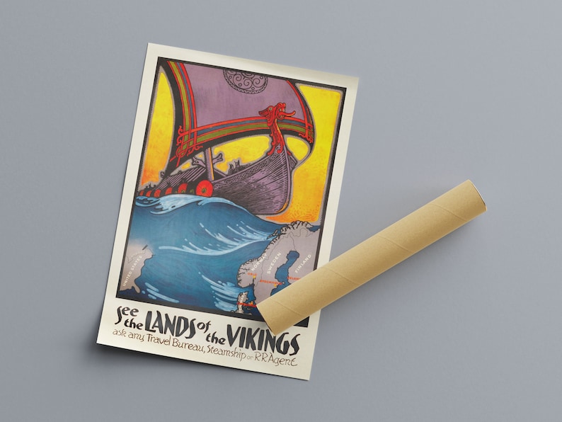 Vikings Travel Poster - See the Land of the Vikings - Nordic Art ...
