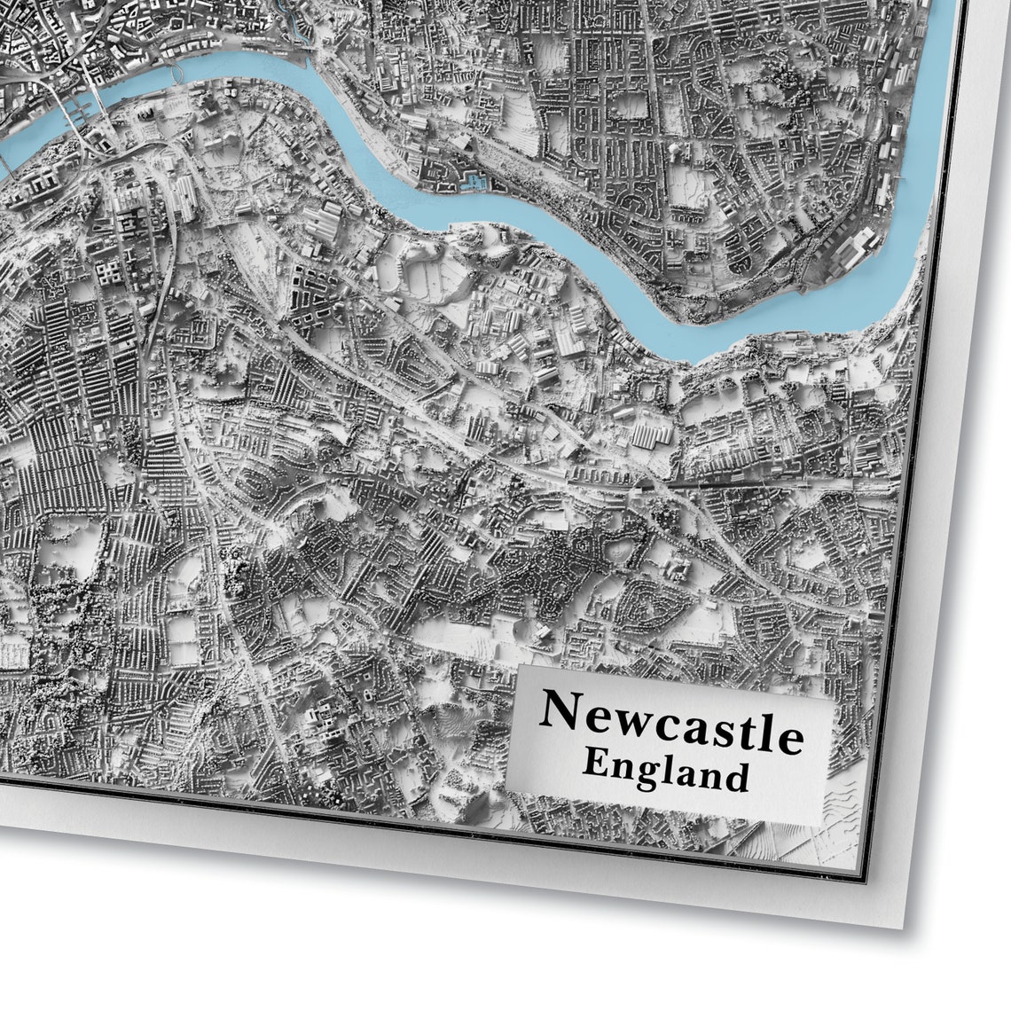 Newcastle, England - Shaded Relief Map - Detailed Topography ...