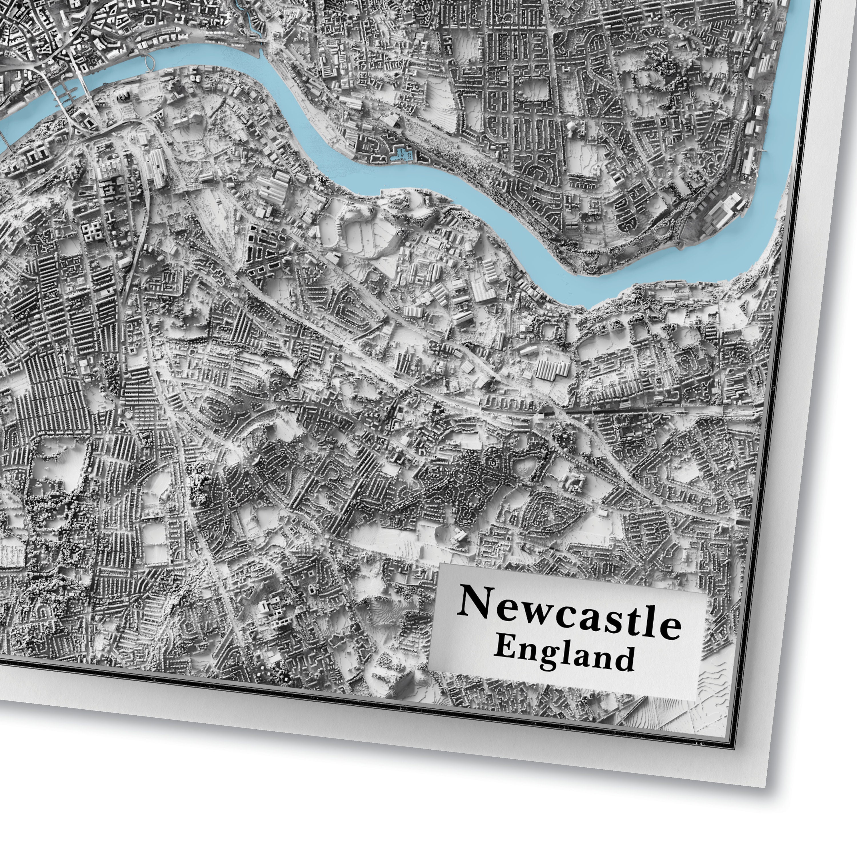 Newcastle, England - Shaded Relief Map - Detailed Topography ...