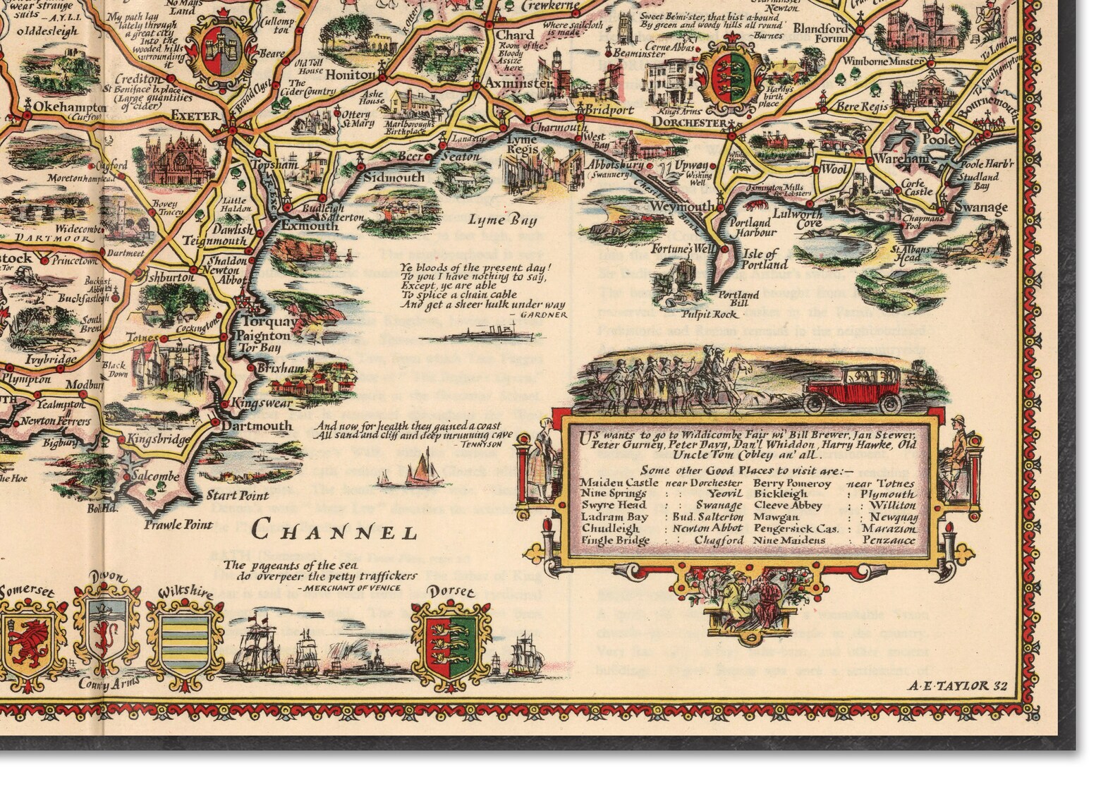Pictorial Plan of the West Country. | an Esso Map of the West Country ...
