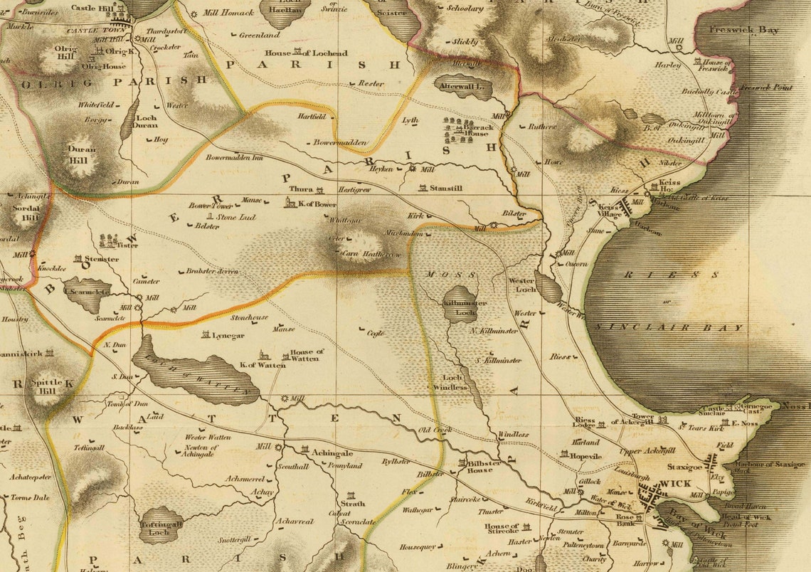 Caithness Map Old Antique Map 1832 Old Map Wall Print - Etsy UK