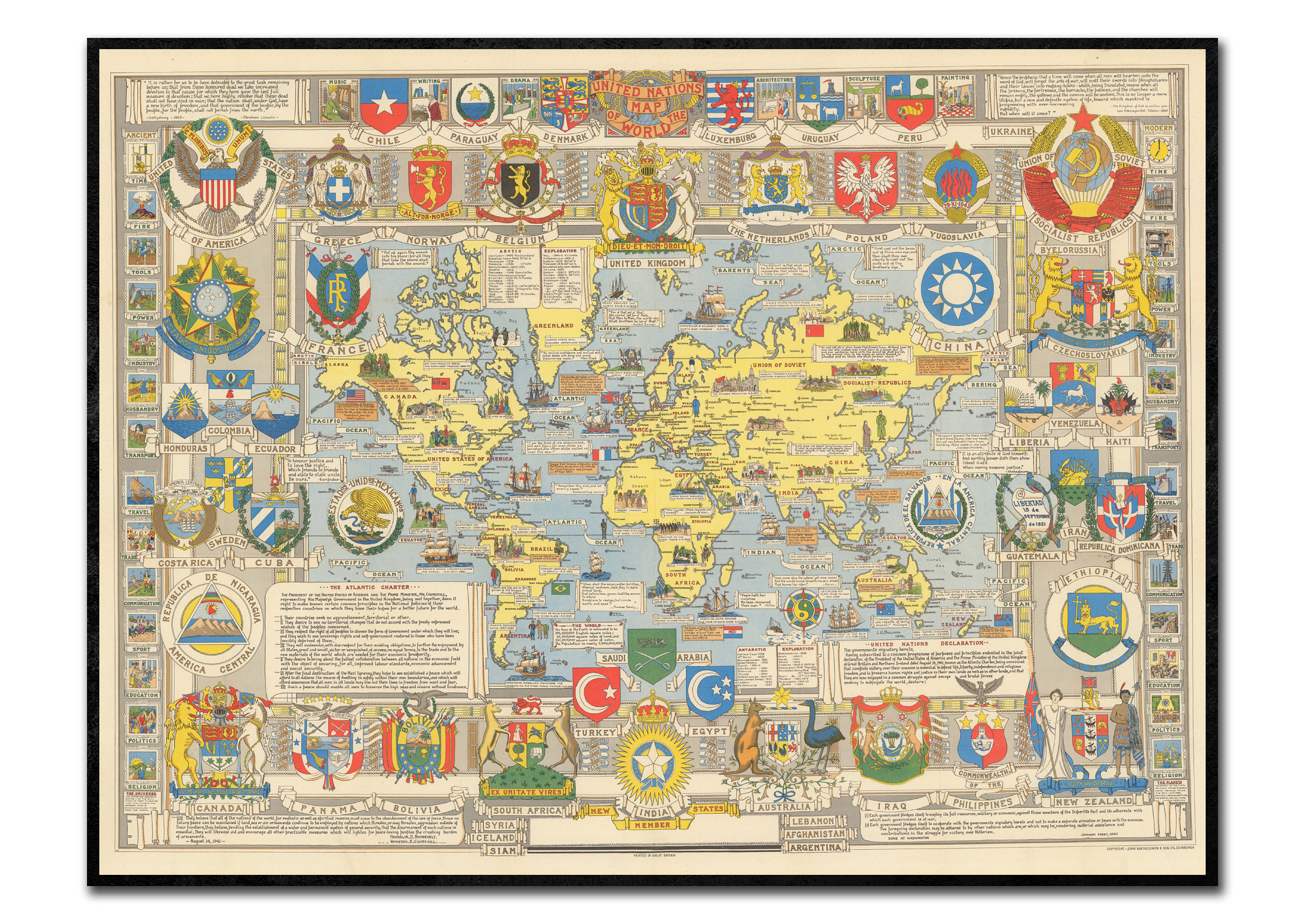 United Nations Map of the World Vintage Map Reproduction - Etsy UK